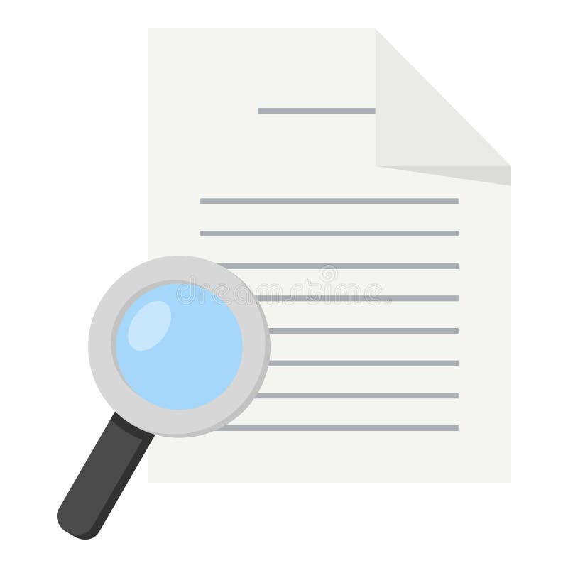 Documento Y Icono Plano De La Lupa Ilustración del Vector - Ilustración ...