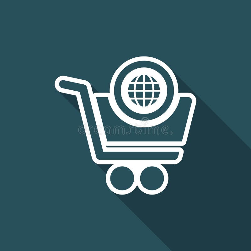 Icono Plano De Las Compras Internacionales Ilustración del Vector ...