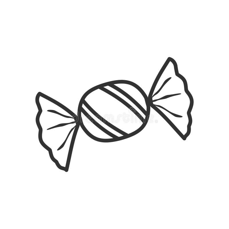 Icono Plano Del Esquema Dulce Del Caramelo En Blanco Ilustración del ...