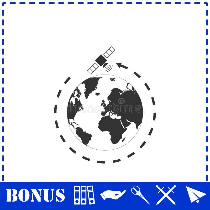 Icono por sat?lite plano ilustración del vector. Ilustración de ...