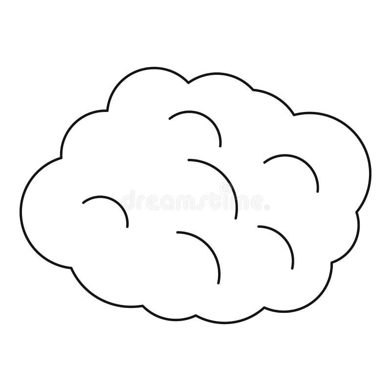 Icono Redondo De La Nube, Estilo Del Esquema Ilustración del Vector ...