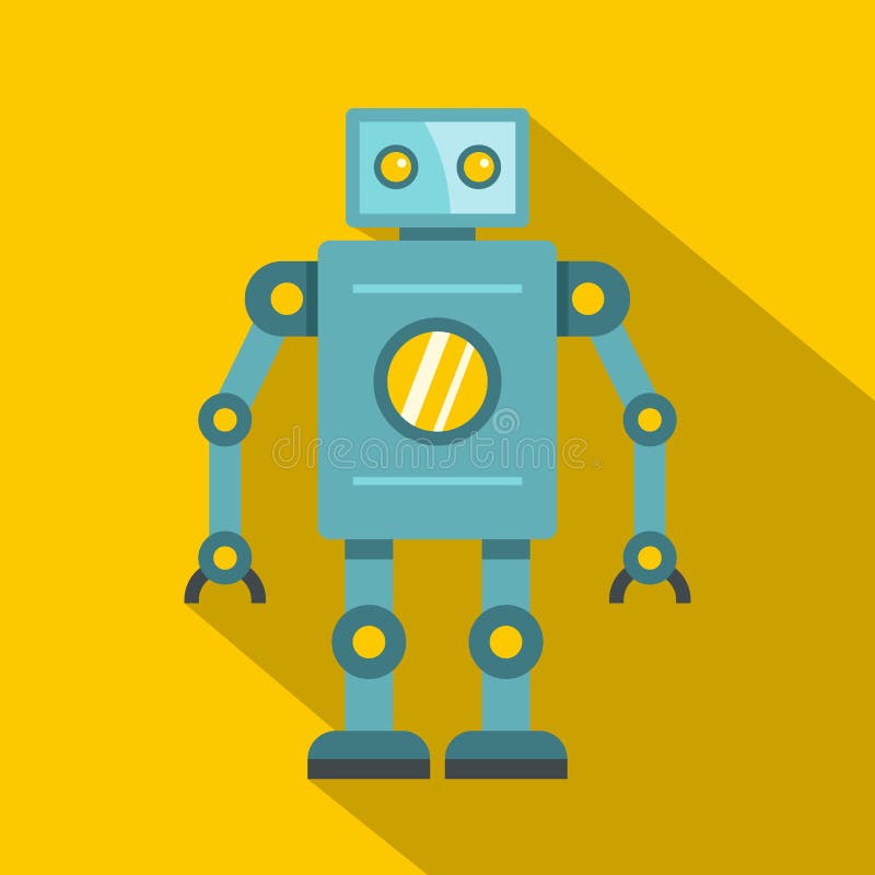 Icono Retro Azul Del Robot, Estilo Plano Ilustración del Vector ...