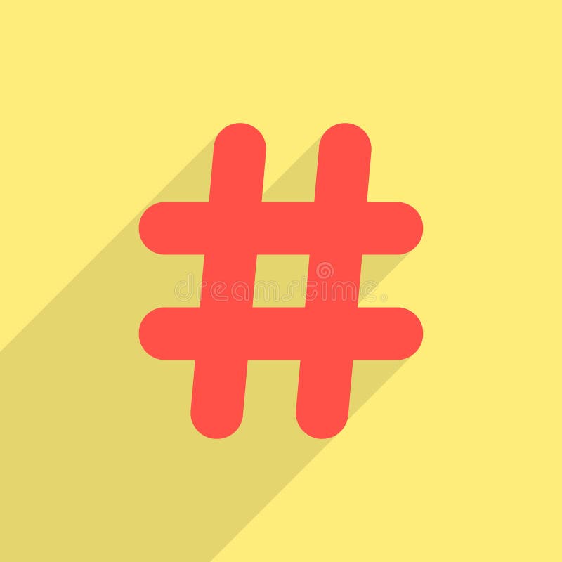 Icono Rojo Del Hashtag Con La Sombra Larga Ilustración del Vector ...