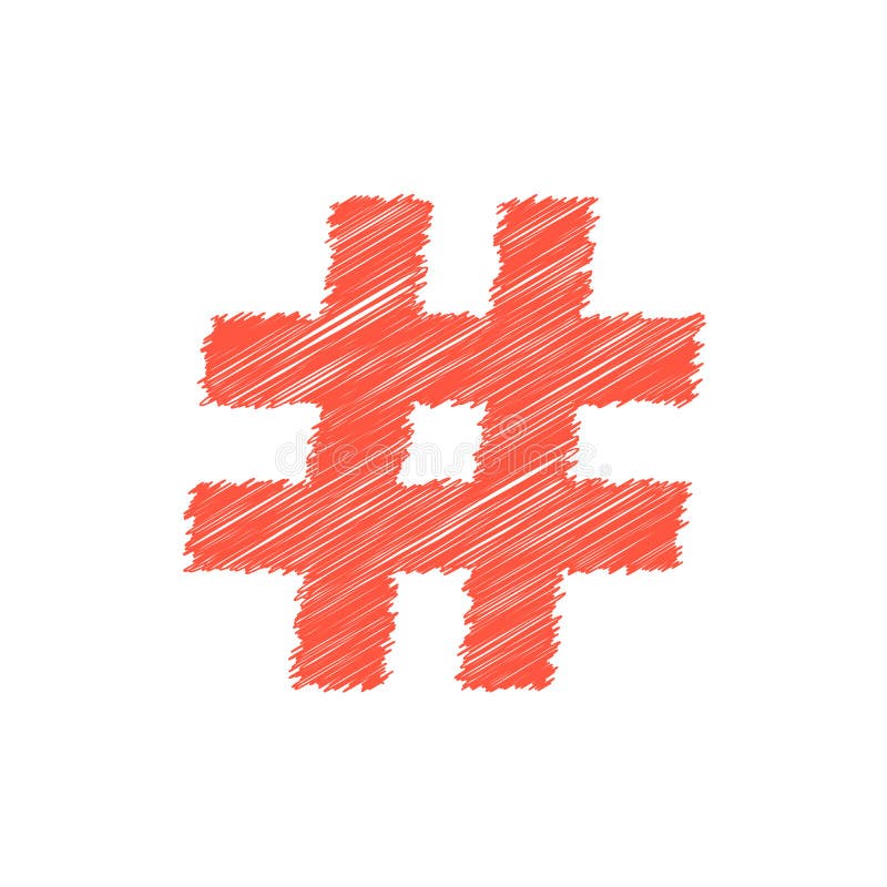 Icono Rojo Del Hashtag Del Garabato Ilustración del Vector ...