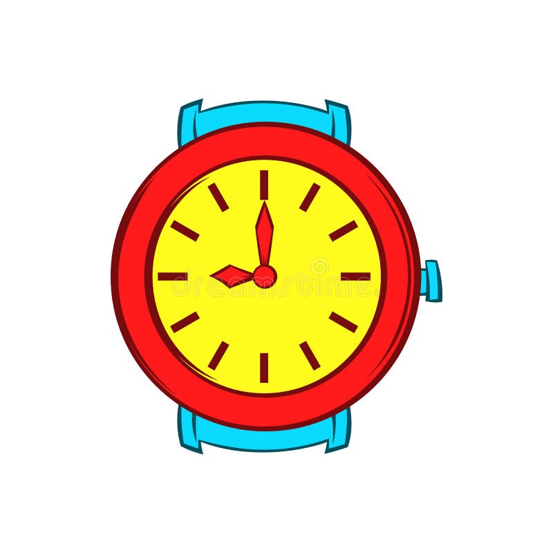 Icono Rojo Del Reloj, Estilo De La Historieta Stock de ilustración ...