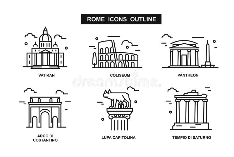 Icono Roma plana ilustración del vector. Ilustración de mundo - 125079299