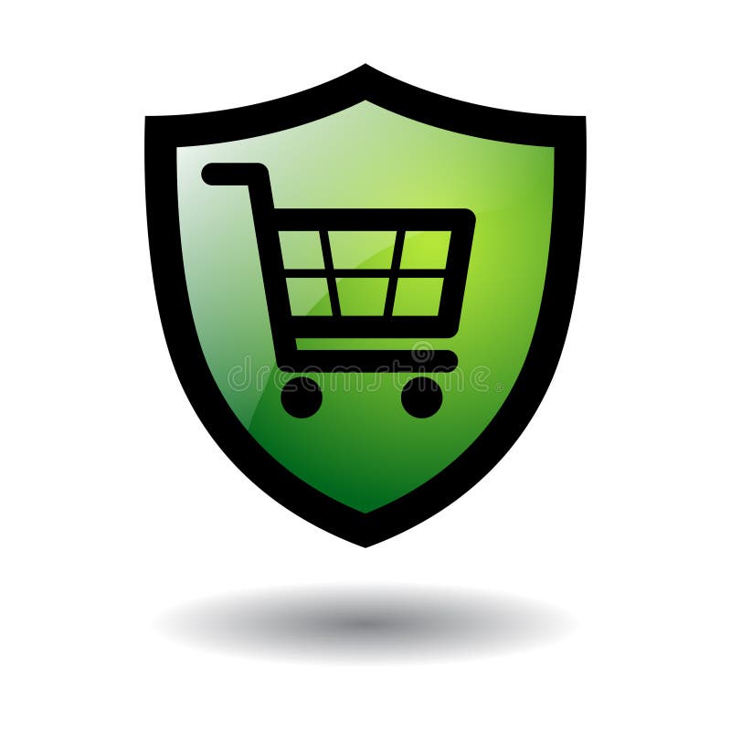 Icono Seguro En Línea De Las Compras Aislado Ilustración del Vector ...