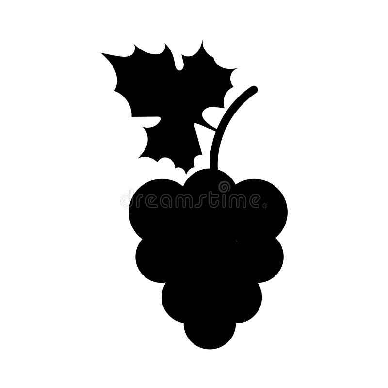 Icono Vector De Uvas. Silueta De Ramas De Uva Con Hojas Cepas 10 ...