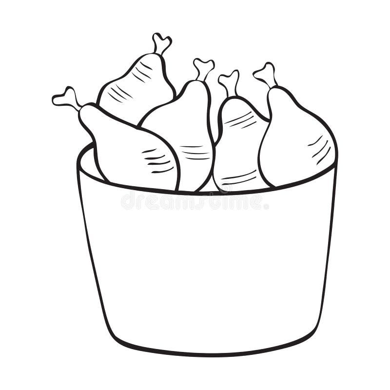 Icono Vectorial Blanco Y Negro Del Cubo De Pollo Ilustración del Vector ...