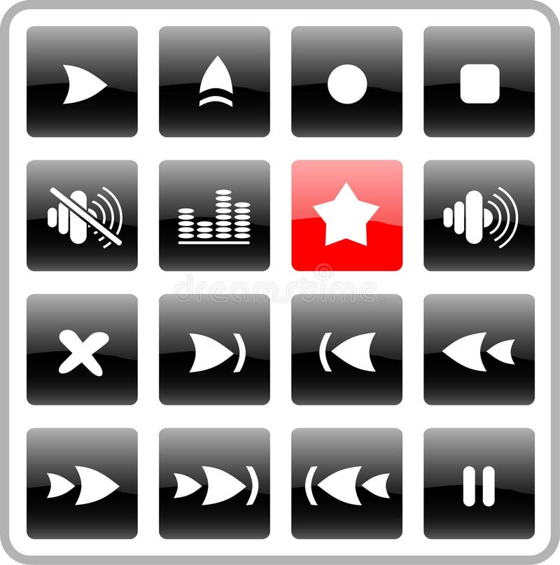 Iconos Del Reproductor Multimedia Ilustraciones Stock, Vectores, Y ...