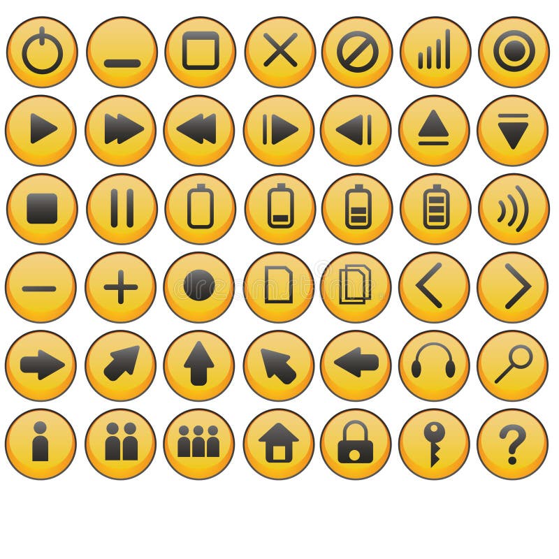 Iconos Amarillos Brillantes Ilustración del Vector - Ilustración de ...