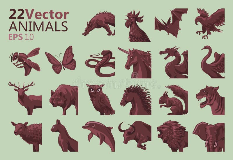 Iconos animales ilustración del vector. Ilustración de icono - 132505002