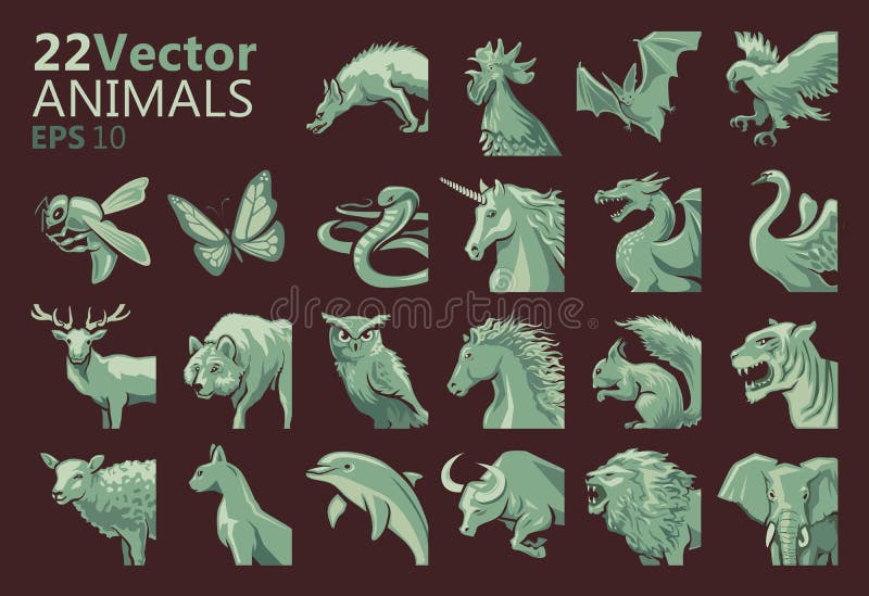 Iconos animales del vector ilustración del vector. Ilustración de artes ...