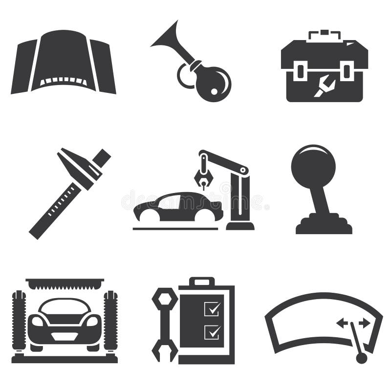Iconos automotrices stock de ilustración. Ilustración de automotor ...