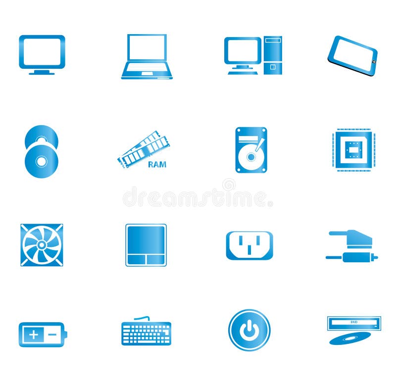 Iconos Azules Del Ordenador Ilustración del Vector - Ilustración de ...