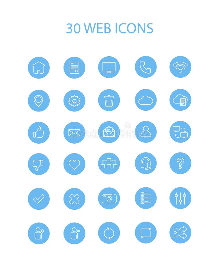 Iconos azules redondos ilustración del vector. Ilustración de cuadro ...