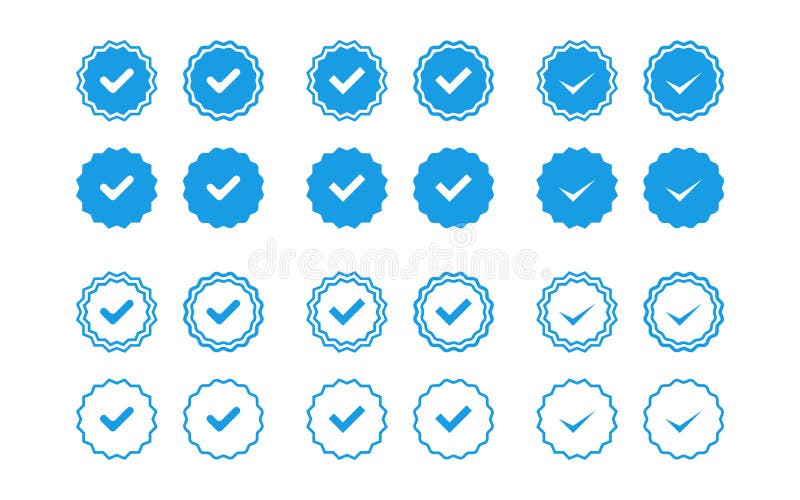Iconos Azules Marca Oficial Establecida Aislada En Estilo Plano Stock ...
