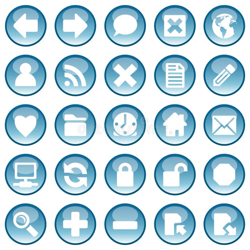 Iconos azules redondos ilustración del vector. Ilustración de impresora ...