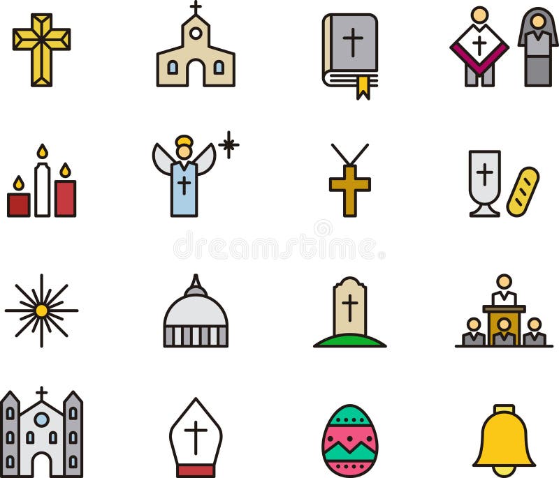 Iconos Católicos De La Religión Ilustración del Vector - Ilustración de ...