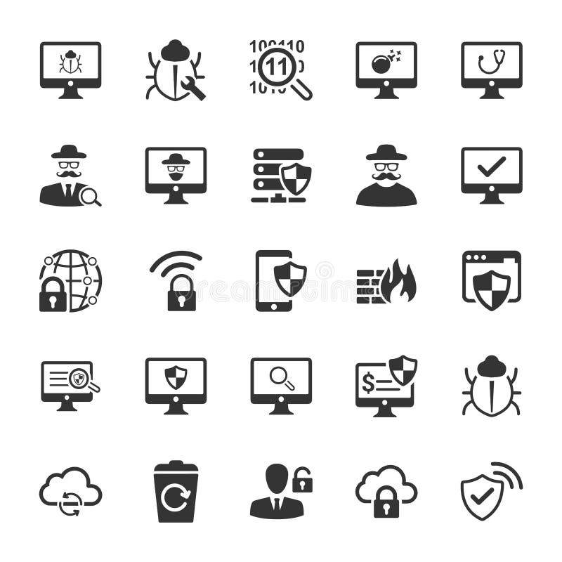 Iconos Cibernéticos De La Seguridad - Gray Version Ilustración del ...