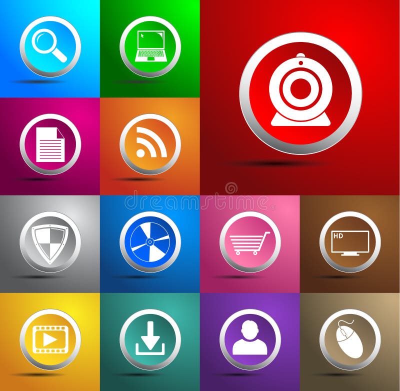 Iconos coloridos ilustración del vector. Ilustración de rosa - 29757147