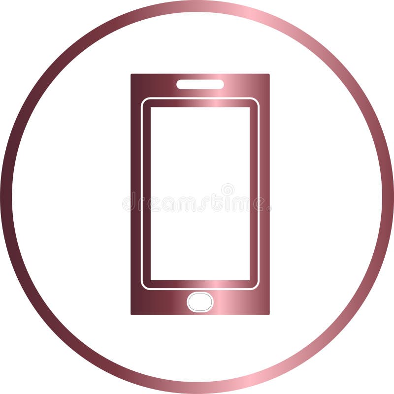 Circular Cell Phone Icon, Metallic Pink. Stock Illustration ...