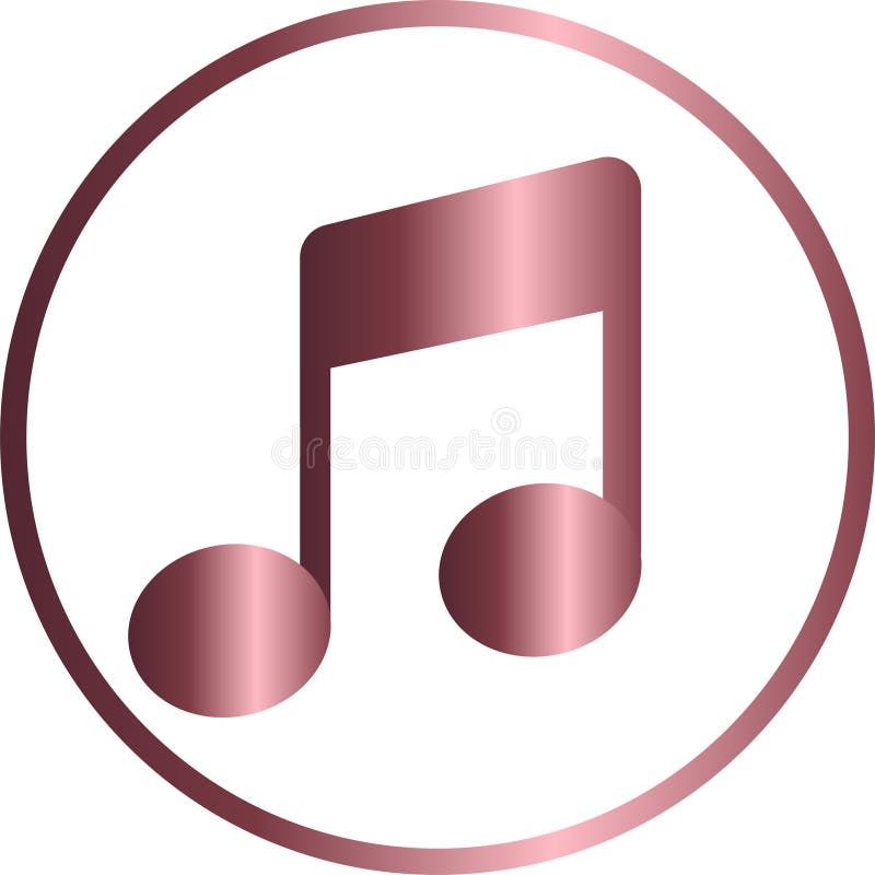 Music Note Circular Icon, Metallic Pink. Stock Illustration ...