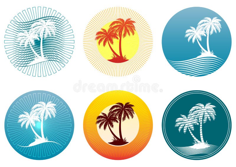 Iconos Con Las Siluetas De Las Palmas Ilustración del Vector ...