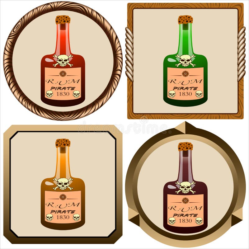 Iconos con ron del pirata ilustración del vector. Ilustración de pirata ...