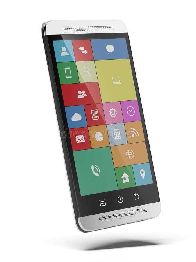 Iconos Cuadrados Modernos En Teléfono Stock de ilustración ...