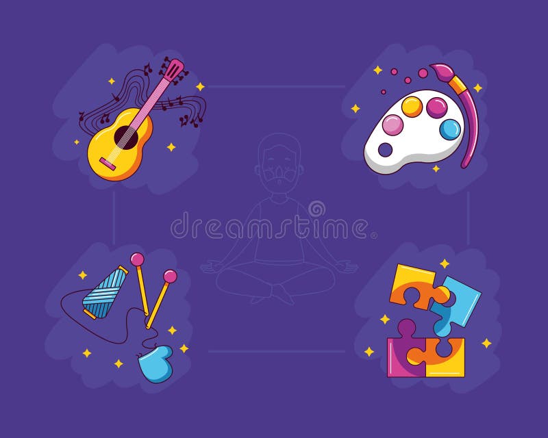 Iconos De Actividades De Cuatro Hobbies Ilustración del Vector ...