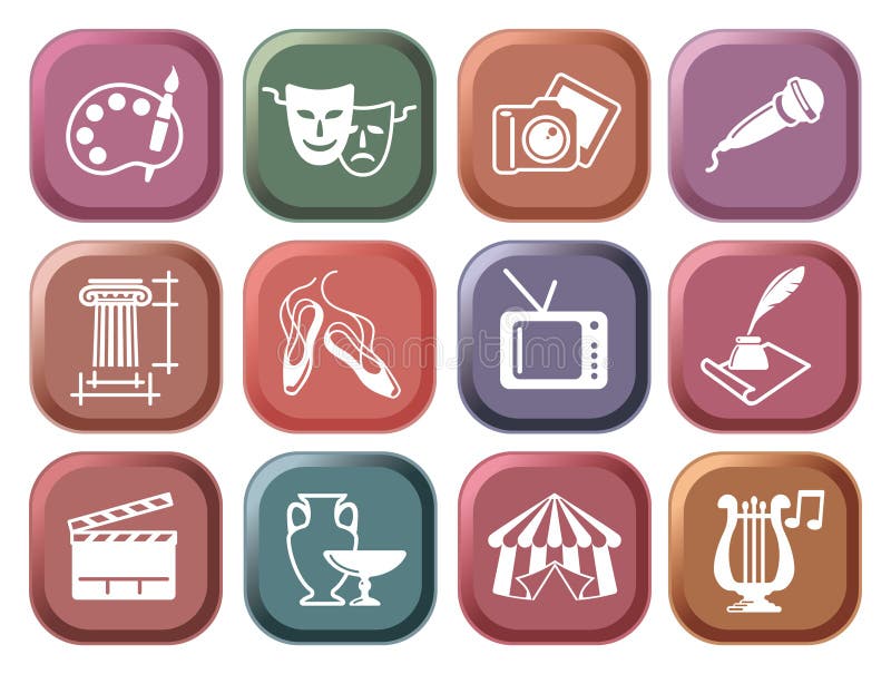 Iconos De Artes En Los Botones Ilustración del Vector - Ilustración de ...