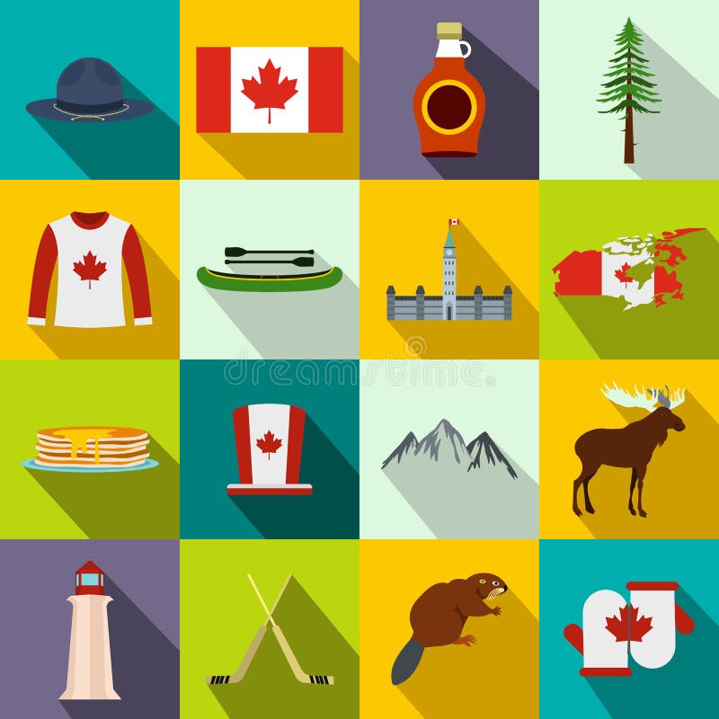Colección De Iconos De Canadá Ilustración del Vector - Ilustración de ...