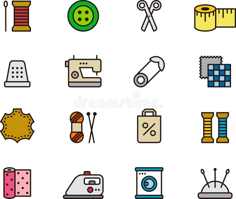 Iconos De La Costura Y De La Moda Ilustración del Vector - Ilustración ...