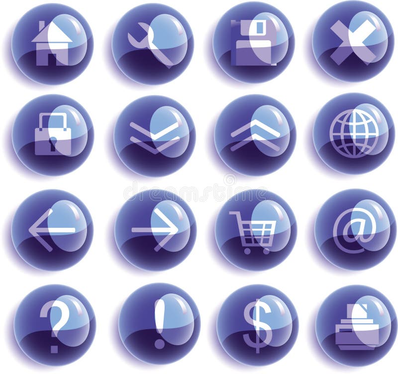 Iconos De Cristal Azules Del Web, Botones Ilustración del Vector ...