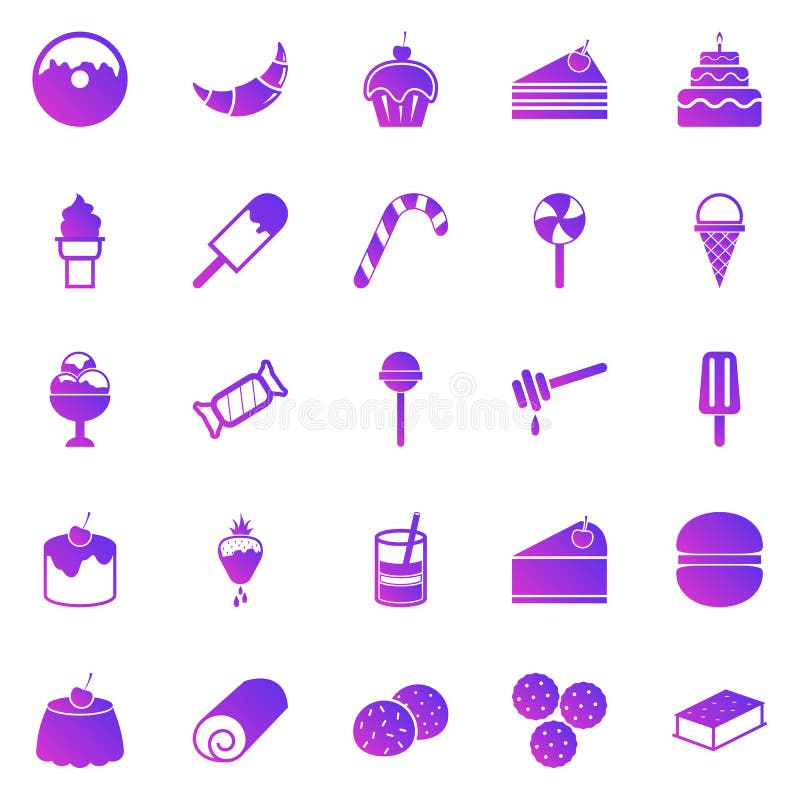 Iconos De Degradado De Postre En Fondo Blanco Ilustración del Vector ...