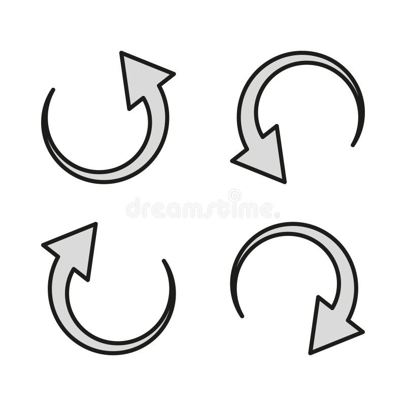 Iconos De Flecha De Rotación. Símbolos De Dirección Circular. Gris Y Negro. Flechas Vectoriales ...