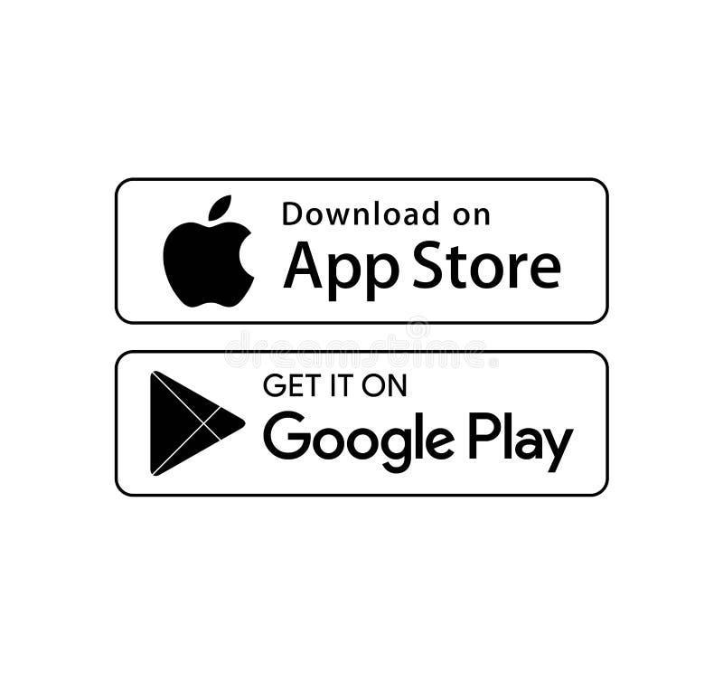 Iconos De Google Play Y Apple App Store. Aislado En Fondo Blanco ... Iconos De Google Play Y Apple App Store. Aislado En Fondo Blanco ...