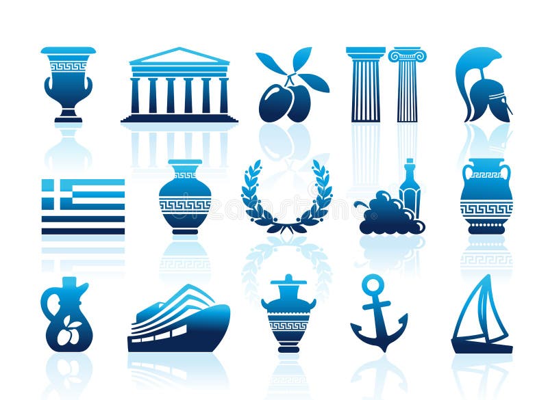 Símbolos de Grecia ilustración del vector. Ilustración de antiguo ...
