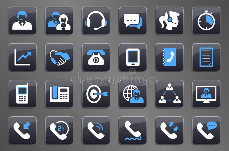 24 Iconos De Grey Call Center Communication Button Ilustración del ...