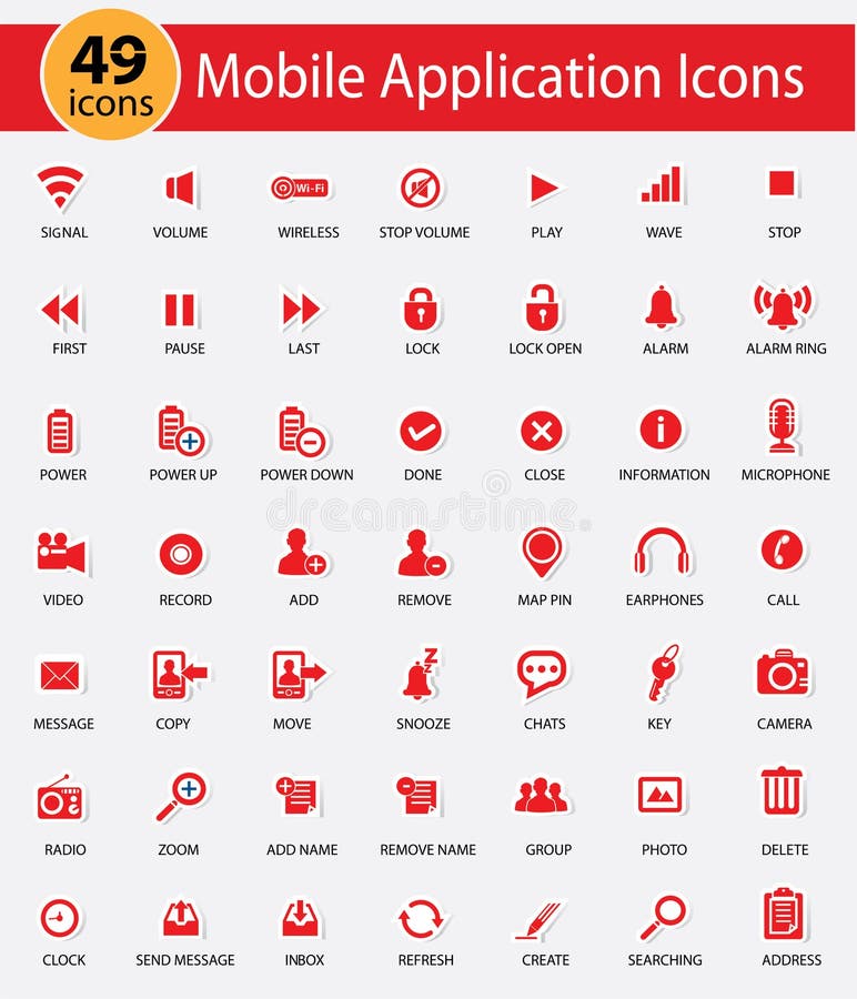 Iconos De La Aplicación Móvil Y Del Sitio Web Stock de ilustración ...