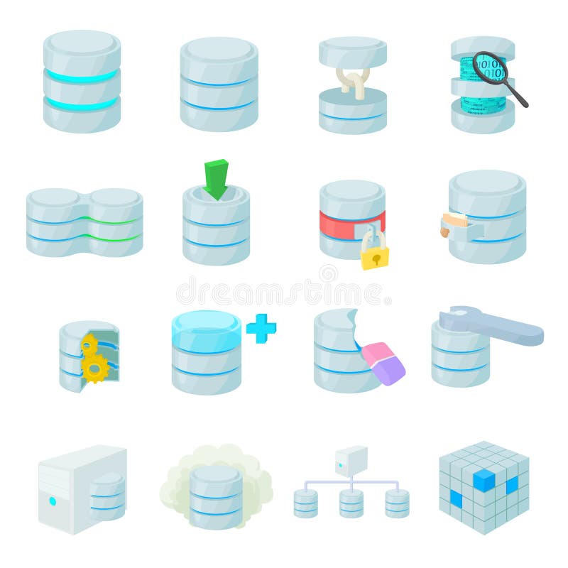Iconos De La Base De Datos Fijados Ilustración del Vector - Ilustración ...
