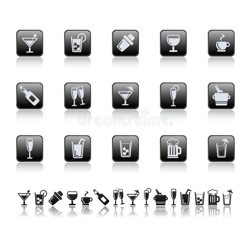 Iconos De La Bebida Y De La Barra. Ilustración del Vector - Ilustración ...