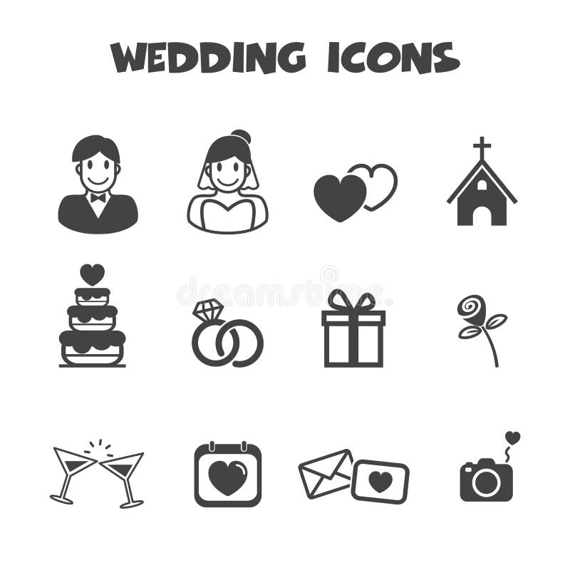 Iconos de la boda ilustración del vector. Ilustración de flor - 41213126