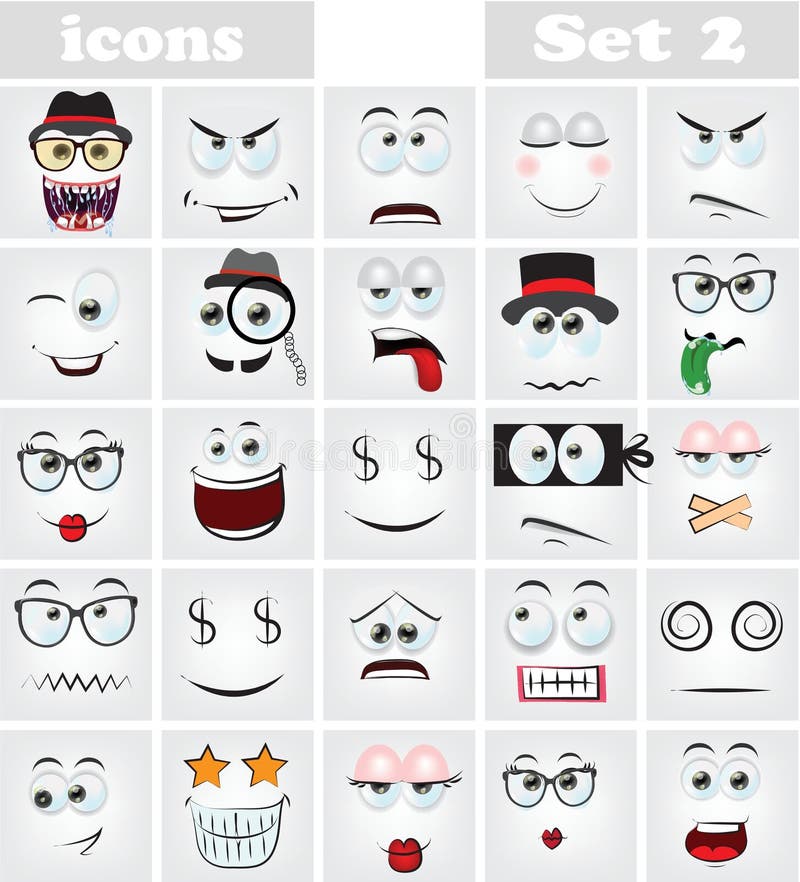 Iconos de la cara ilustración del vector. Ilustración de cara - 77300447