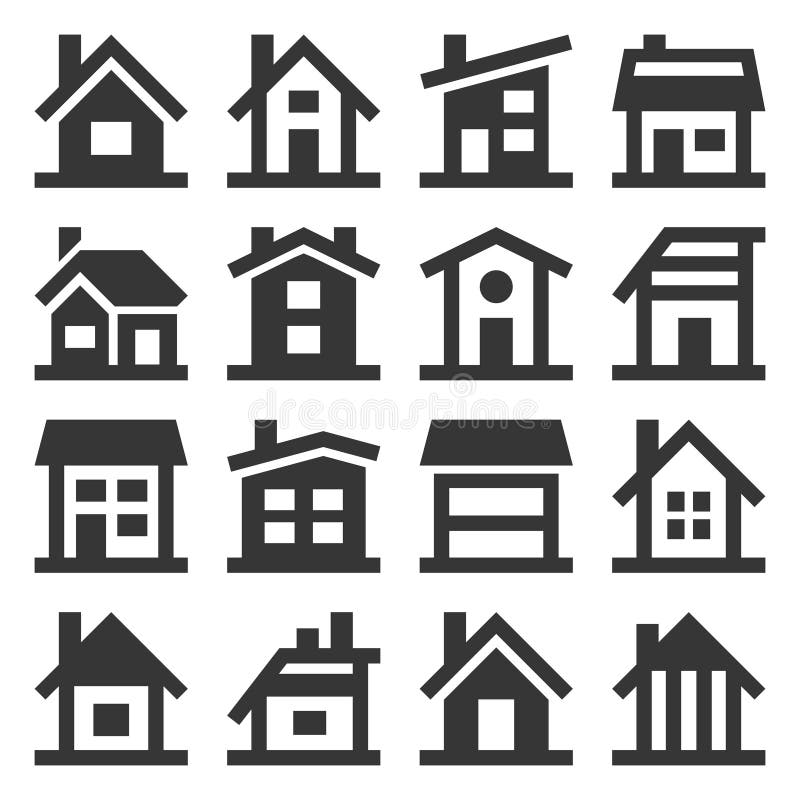 Iconos De La Casa En Fondo Blanco. Vector Ilustración del Vector ...