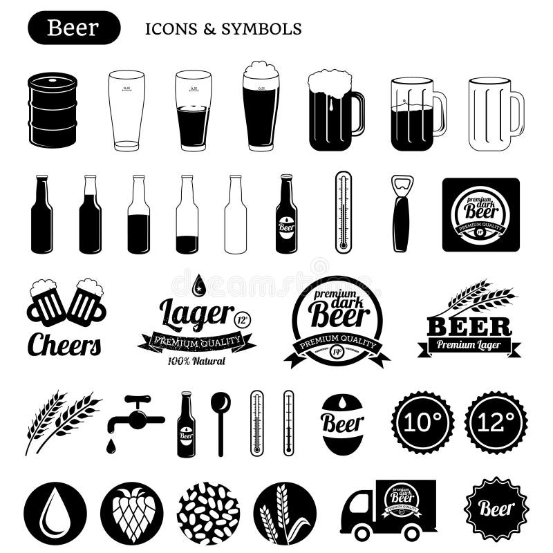 Iconos de la cerveza ilustración del vector. Ilustración de barrilete ...