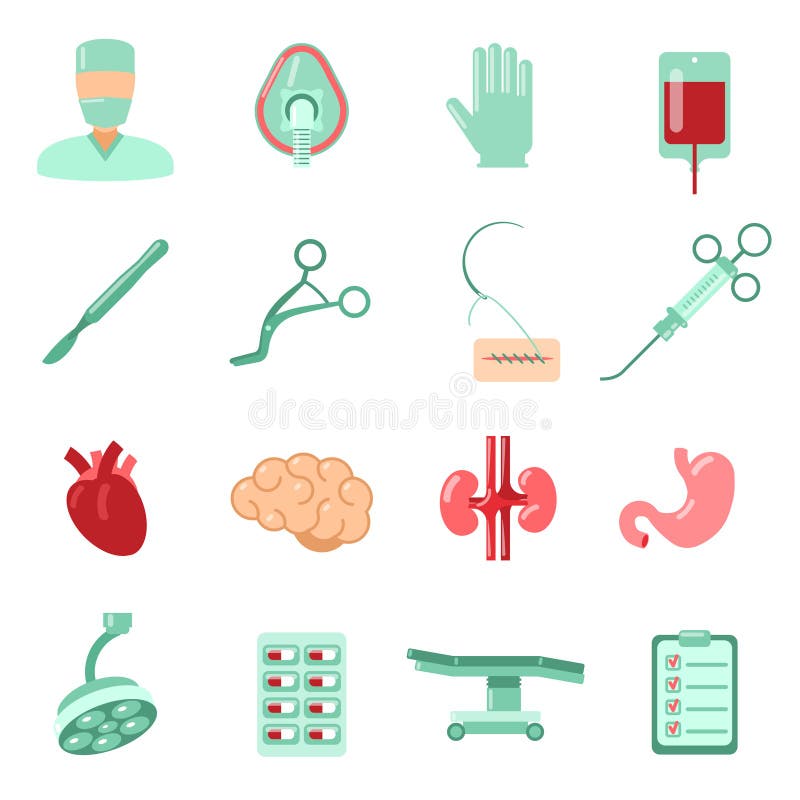 Concepto De Diseño Médico De Los Iconos De La Cirugía Ilustración del ...