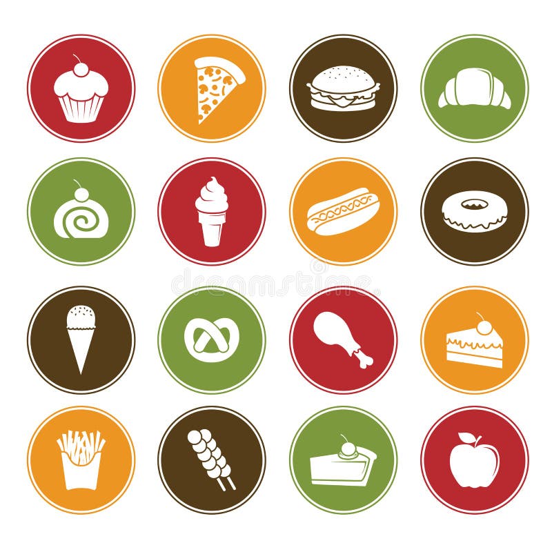 Iconos de la comida ilustración del vector. Ilustración de torta - 28834954