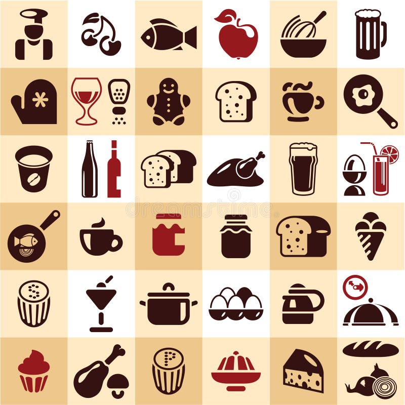 Iconos de la comida ilustración del vector. Ilustración de postre ...